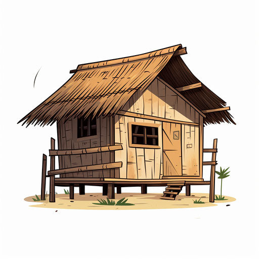 Clipart de bahay kubo en estilo minimalista, sobre fondo blanco – IMAGELLA