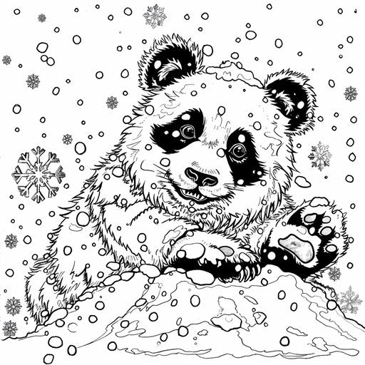Adorable panda playing with snowflakes – IMAGELLA