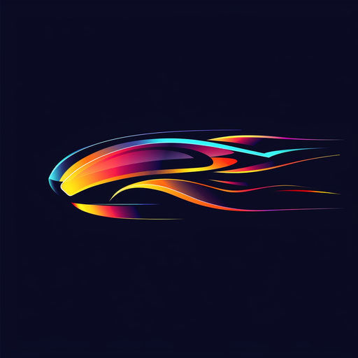 Dynamic car emblem with motion-inspired shapes and vibrant colors, on ...