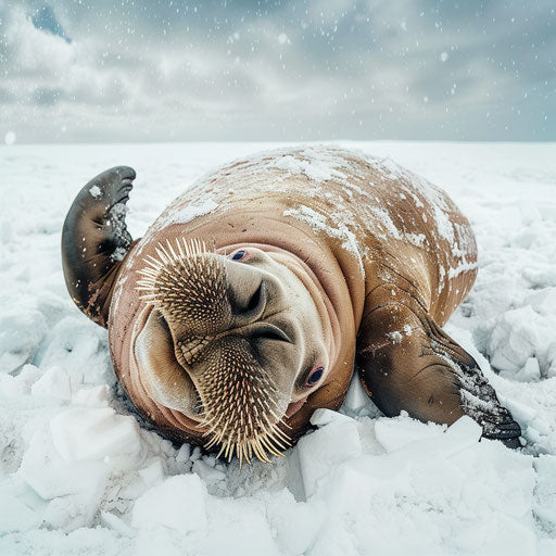 Playful walrus rolling in the snow – IMAGELLA