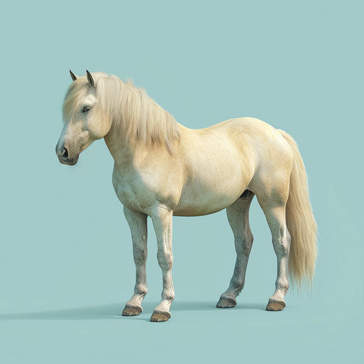 Realistic pony clipart on serene blue background – IMAGELLA