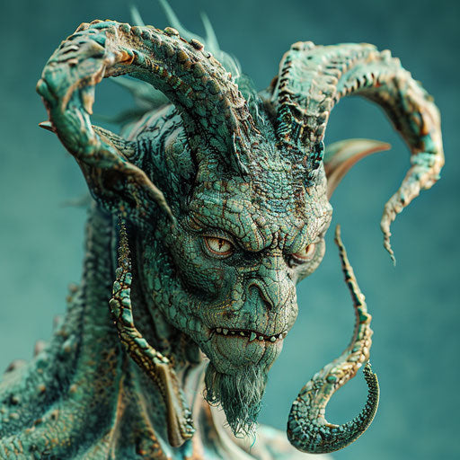 Realistic devil clipart with flat teal background – IMAGELLA