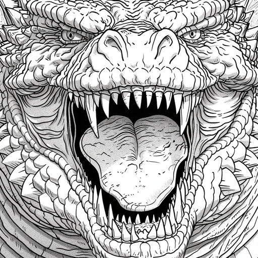 Detailed close-up of Godzilla's face with sharp teeth – IMAGELLA