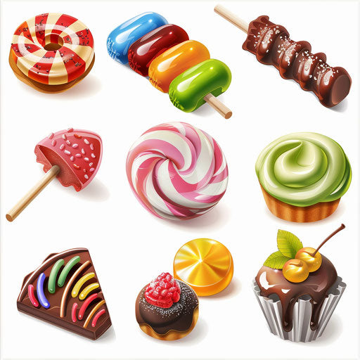 Realistic candy illustrations on flat white background – IMAGELLA