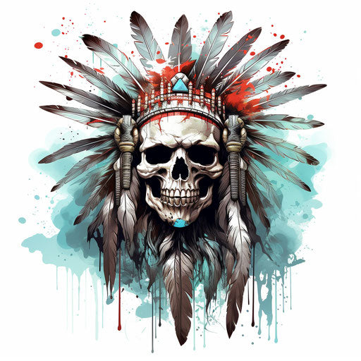 Skull and tribal Indian slayer in chillwave realism – IMAGELLA