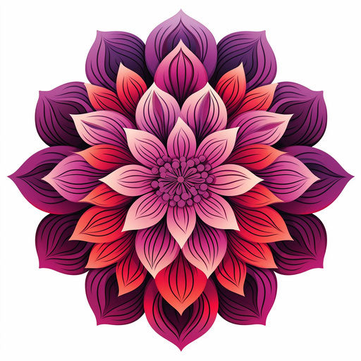 Ornate round red flower with intricate pattern – IMAGELLA