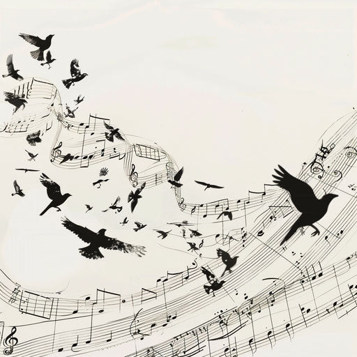 Musical notes transforming into flying birds – IMAGELLA