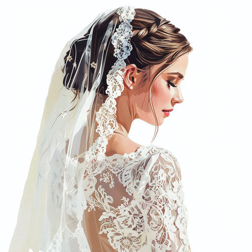 Realistic bride illustration on flat white background, bright colors ...