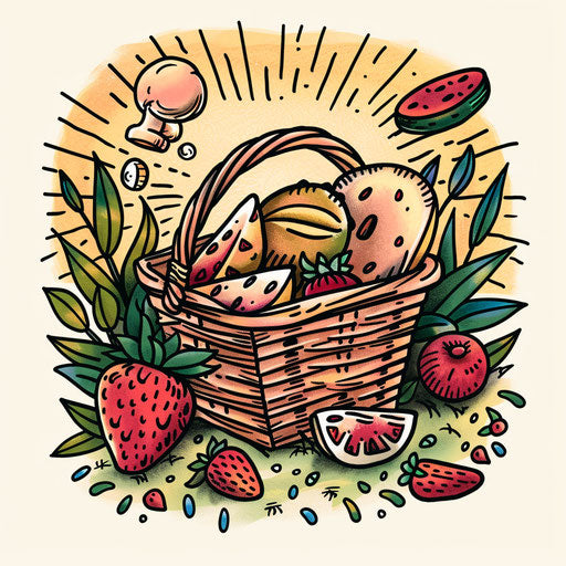 A heartwarming tattoo sketch of a picnic basket on a sunny day – IMAGELLA