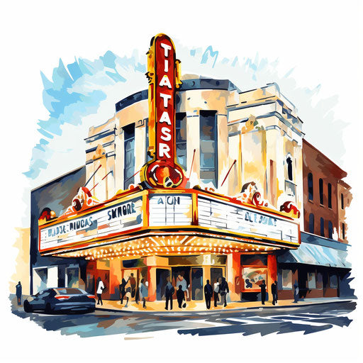 Movie theater illustration in the style of Impressionistic Art – IMAGELLA