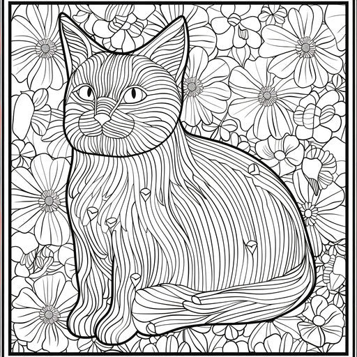 Floral kitty with detailed patterns in the style of Mindy Sommers ...