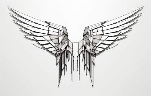 Angular angel wings on white background with parallel lines – IMAGELLA