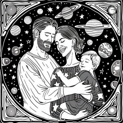 Cosmic family portrait with planetary and star patterns – IMAGELLA