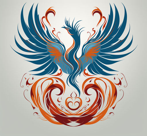 The orange phoenix-like swan with a blue flaming tail – IMAGELLA