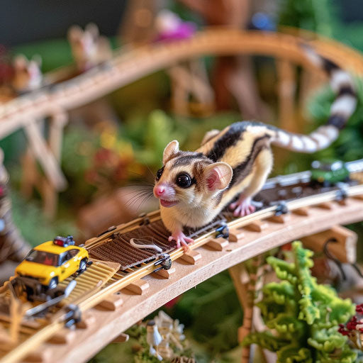 A flying squirrel participates in a race with other small animals on a ...