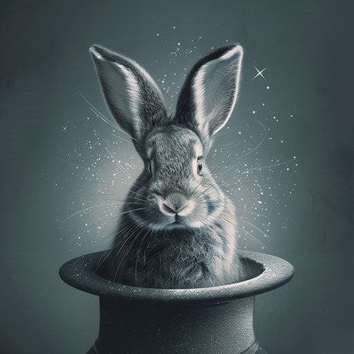 A rabbit in a hat, a playful nod to classic magic tricks, with a modern ...