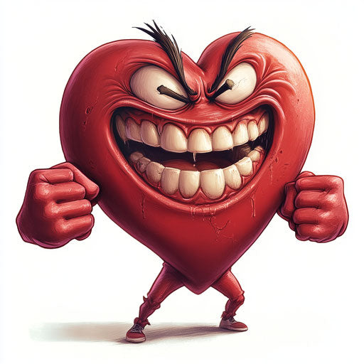 Humorous caricature of a cute heart with human characteristics – IMAGELLA