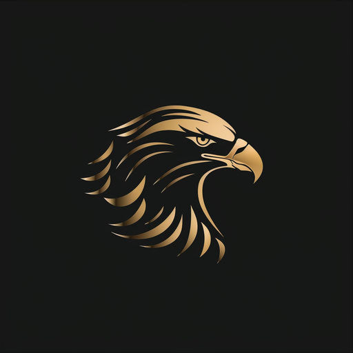 Stylish eagle logo with gold details on a black backdrop – IMAGELLA
