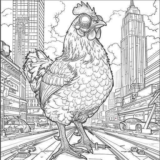 Futuristic chicken in a cyberpunk setting – IMAGELLA