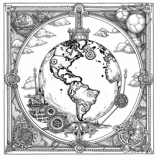 Steampunk Earth with gears and mechanical parts – IMAGELLA