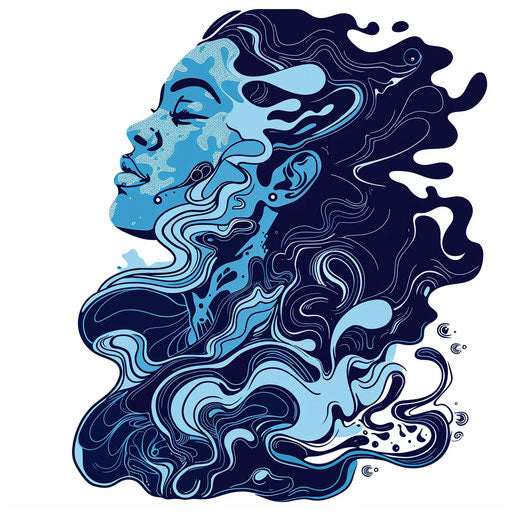 Venus rising from the sea, abstract waves, bright blue tones – IMAGELLA