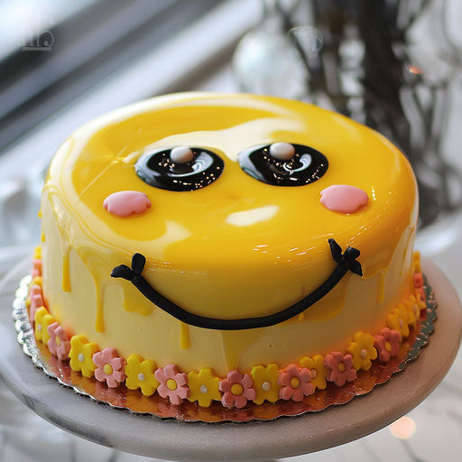 Yellow smile cake with happy face – IMAGELLA