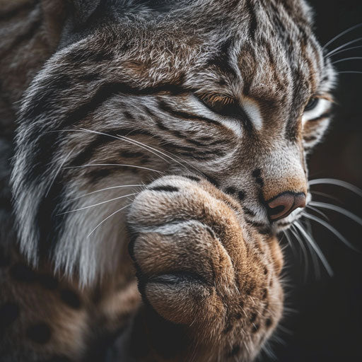 A lynx grooming its paw closely – IMAGELLA