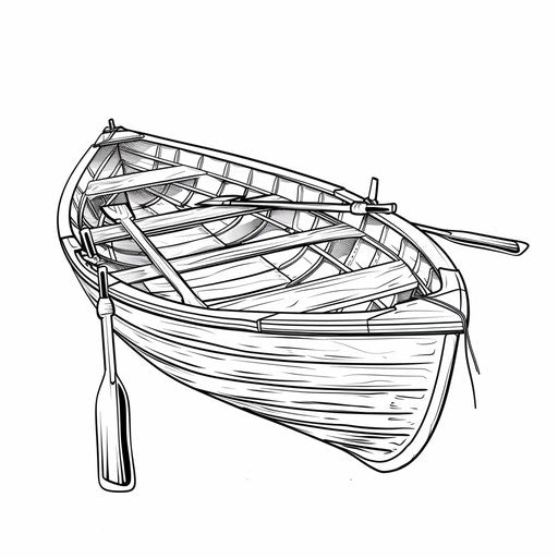 Lifeboat with oars outline. Coloring book page – IMAGELLA