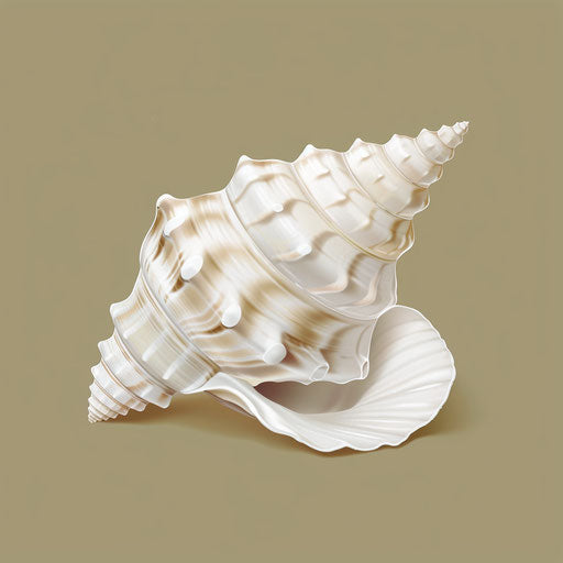 Realistic seashell clipart on flat muted olive background – IMAGELLA