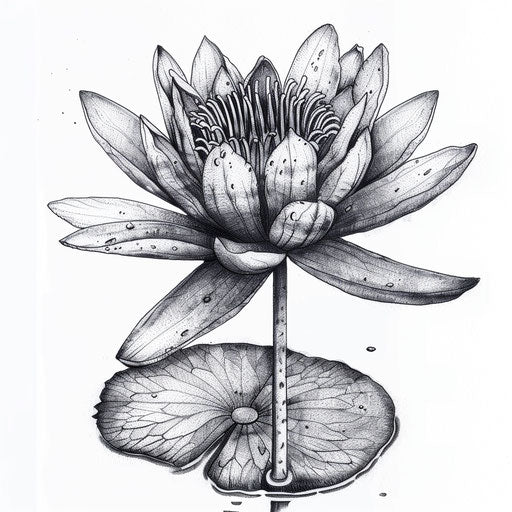 Victorian botanical water lily ink drawing – IMAGELLA