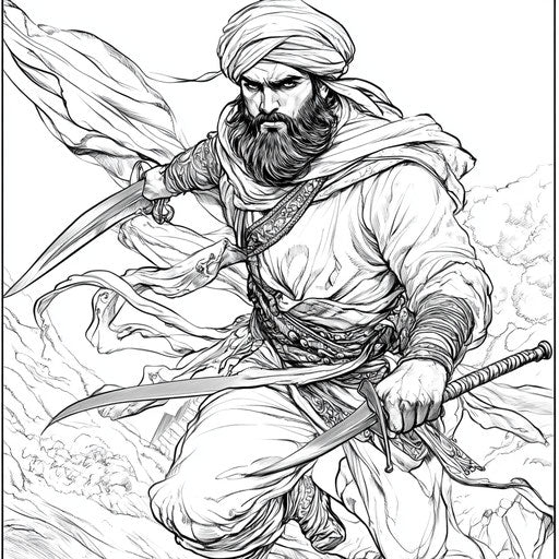 Dynamischer islamischer Krieger in Aktion – IMAGELLA