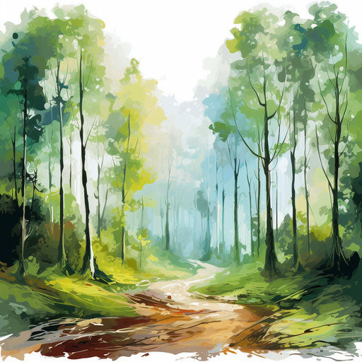 Forest background oil painting style on white – IMAGELLA