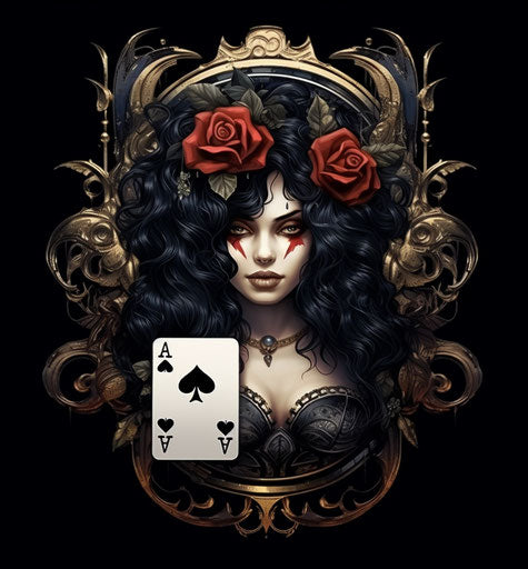 The ace of spades with a girl and the skull and roses – IMAGELLA