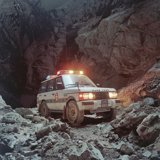 1994 Range Rover rescue vehicle with searchlights and medical gear in ...
