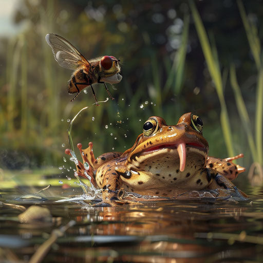 The frog catches a fly with its quick tongue – IMAGELLA