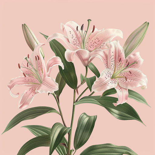 Dusky rose background with realistic lily – IMAGELLA