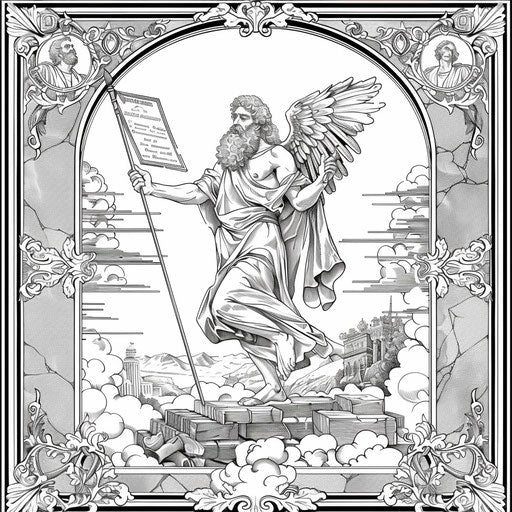 The Ten Commandments illustrated with intricate borders – IMAGELLA