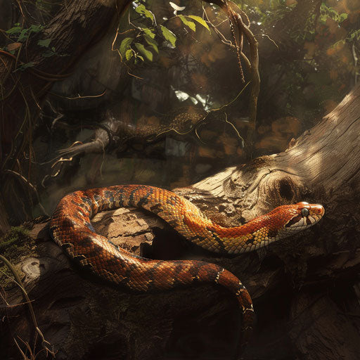 Corn snake sunbathing on a log – IMAGELLA
