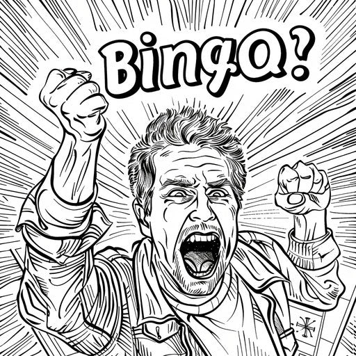 Detailed illustration of a person shouting 'Bingo!' with their winning ...