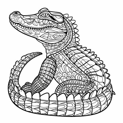 Easy coloring of a bold-lined alligator – IMAGELLA