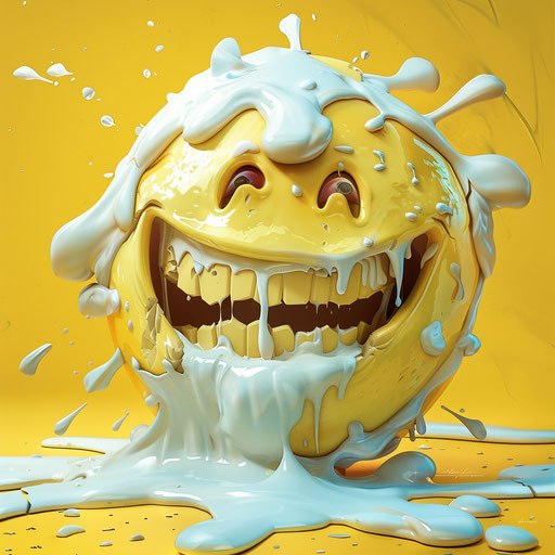 Smiley emoticing with face covered in white chocolate, in the style of ...