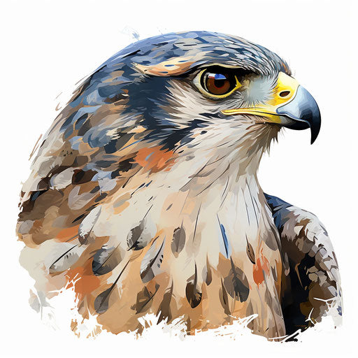 Falcon clipart in the style of oil painting, on white background – IMAGELLA