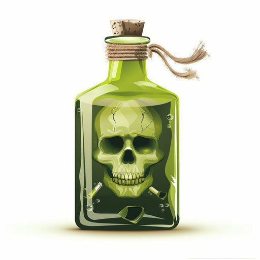 Realistic poison clipart on flat white background, minimal approach ...