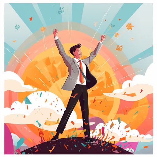 Illustration of success in Pastel Colors Art style, on white background ...