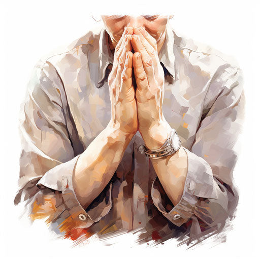 Praying hands in Oil painting style on white background – IMAGELLA