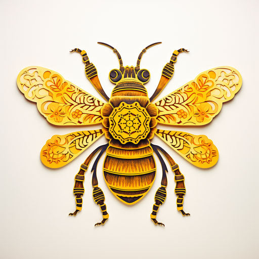 Bee and honey on white background in woodcut style – IMAGELLA
