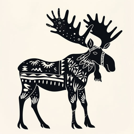 Rustic flat tattoo sketch of a moose in folk art style – IMAGELLA