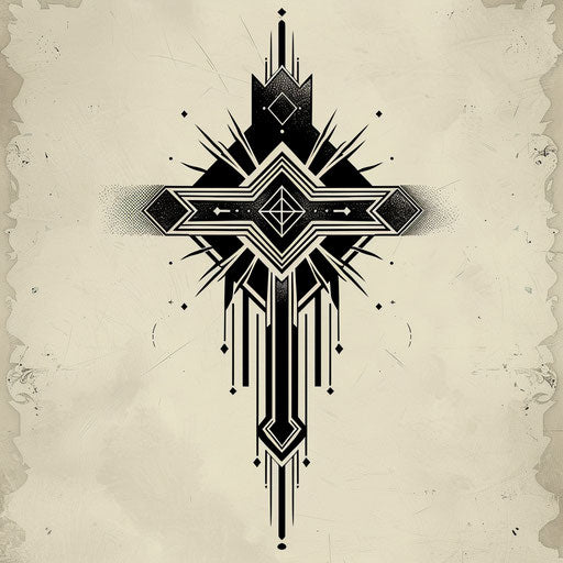Art Deco inspired strength cross tattoo – IMAGELLA