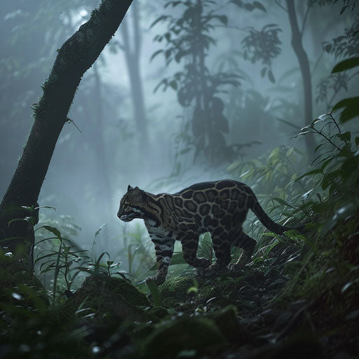 The Bornean clouded leopard in foggy forest at dawn – IMAGELLA