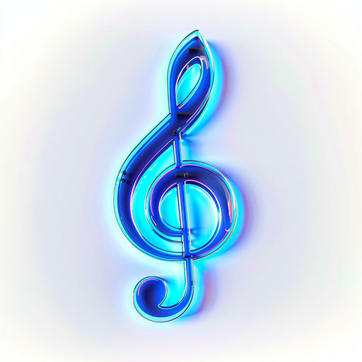 Electric blue G clef emitting neon glow – IMAGELLA